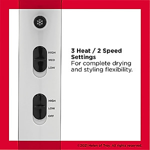 REVLON Crystal C + Ceramic Compact Hair Dryer | 1875W Blow Dryer with Crystal C Technology for Shiny Long-Lasting Shine and Less Frizz | Lightweight (White/Black)