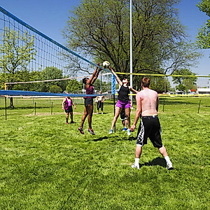 Park & Sun Sports Tri-Ball Volleyball: Portable Outdoor 3-Way Net System, Professional Series