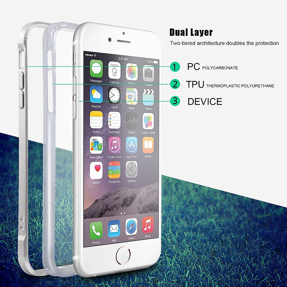 iPhone 6 Case, iPhone 6s Case, Ansiwee Reinforced PC Frame Crystal Durable Shock-Absorption Flexible Soft Rubber TPU Bumper Hybrid Protective Case for Apple iPhone 6/6s 4.7inch (Pearl White)