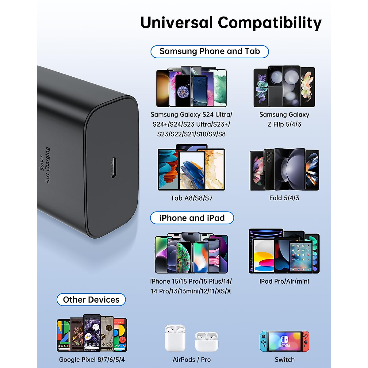 45W Super Fast Charger USB-C 2 Pack with 10Ft Cable for Galaxy S25 Ultra/S24 Ultra/S25/S24/S23/S22/S21 Ultra/Note 10/20/S20/S21,Z Fold 5 6/Z Flip 5,Galaxy Tab S10/S9/S8/S7 Fast Charger