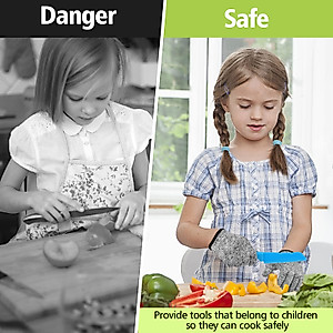 12 Pieces Wooden Kids Kitchen Knife, Kids Knife Set Include Wood Toddler Knife Serrated Edges Plastic Knife Sandwich Cutter Potato Slicers Children Gloves, Christmas/New Year's Gift for Child