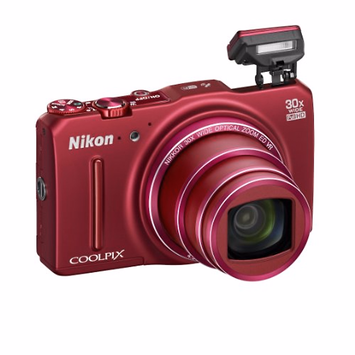 Nikon COOLPIX S9700 Compact Digital Camera - Red (16.0 MP, 30x Zoom) 3.0 inch