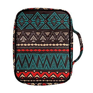 xixirimido Aztec Southwest Tribal Bible Cover for Women Handbag with Handle and Zipper Pocket Portable Daypack Girls Bookmark Cases Notebooks Holder