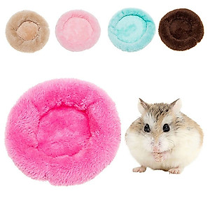 Guinea Pig Bed 1PC Hamster Rat Mat Winter Warm Soft Cotton Velvet Guinea Pig Nest Small Animal Cage Mini Hamster House Pet Supplies(L,Pink)