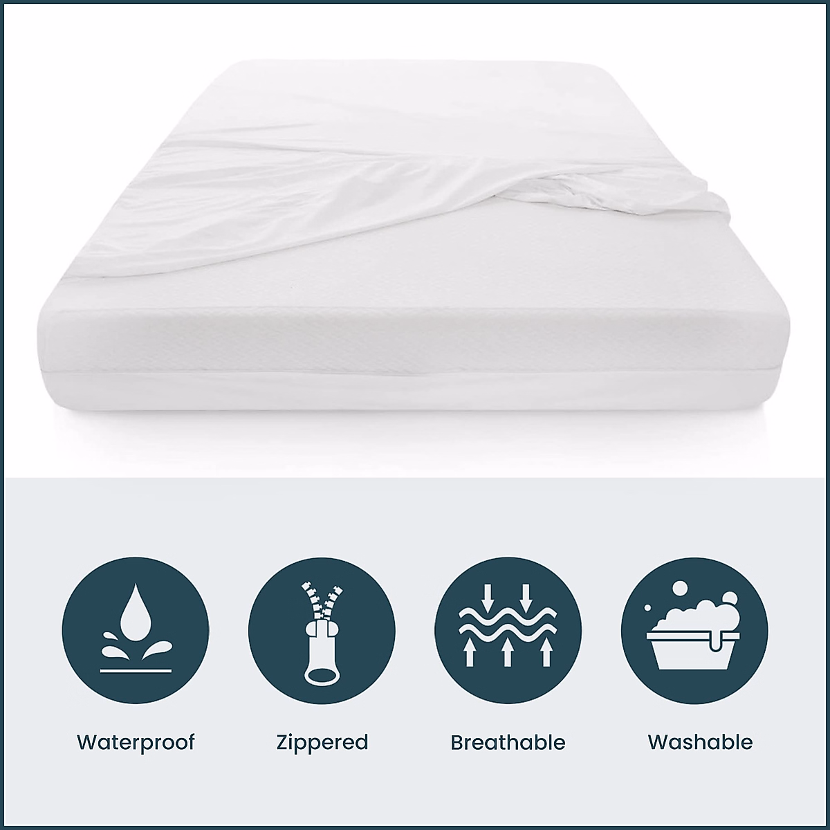 Spring Sleep, Ultra Soft-Premium Zippered Mattress Protector Cover, Water Proof, Breathable and noiseless, Fits Mattress 10 to 14-Inch, Twin, White