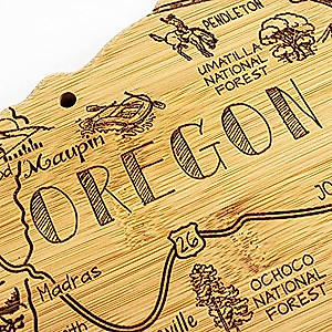 Totally Bamboo Destination Oregon State Shaped Serving and Cutting Board, Includes Hang Tie for Wall Display