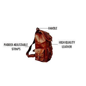 21" Brown Leather Backpack Vintage Rucksack Laptop Bag Water Resistant Casual Daypack College Bookbag Comfortable Lightweight Travel Hiking/picnic For Men