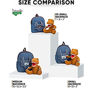 Naturally KIDS Mini Dinosaur Backpack - Dinosaur Toys for Kids Age 2 - Very Small Toddler Backpack for Boys Girls w Stuffed Animals - Little Backpack w Brown Corduroy T Rex