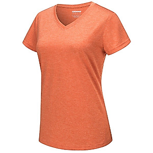 TACVASEN Women's Running Short Sleeve Quick Dry Shirts Athletic Workout Running T-Shirt Women Orange,L