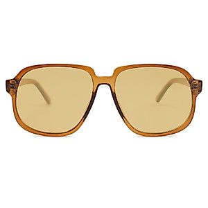 SOJOS Retro Vintage Square Polarized Sunglasses for Women Men 70s Stylish Oversized Sunnies SJ2272, Brown/Brown