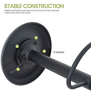 Brage Living Adjustable Bar Stool, Swivel Round Metal Airlift Barstool, Backless Counter Height Bar Chair for Kitchen Dining Room Pub Cafe, 1 pc (Black)