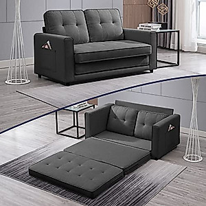 ZAFLY 3-in-1 Convertible Sofa Bed,Futon Bed,Pull Out Couch Bed,Loveseat Sleeper Couches,84'' Tri-Fold Multi-Function Modern Floor Bed,Sofas & Couches for Living Room,Dark Dark Grey