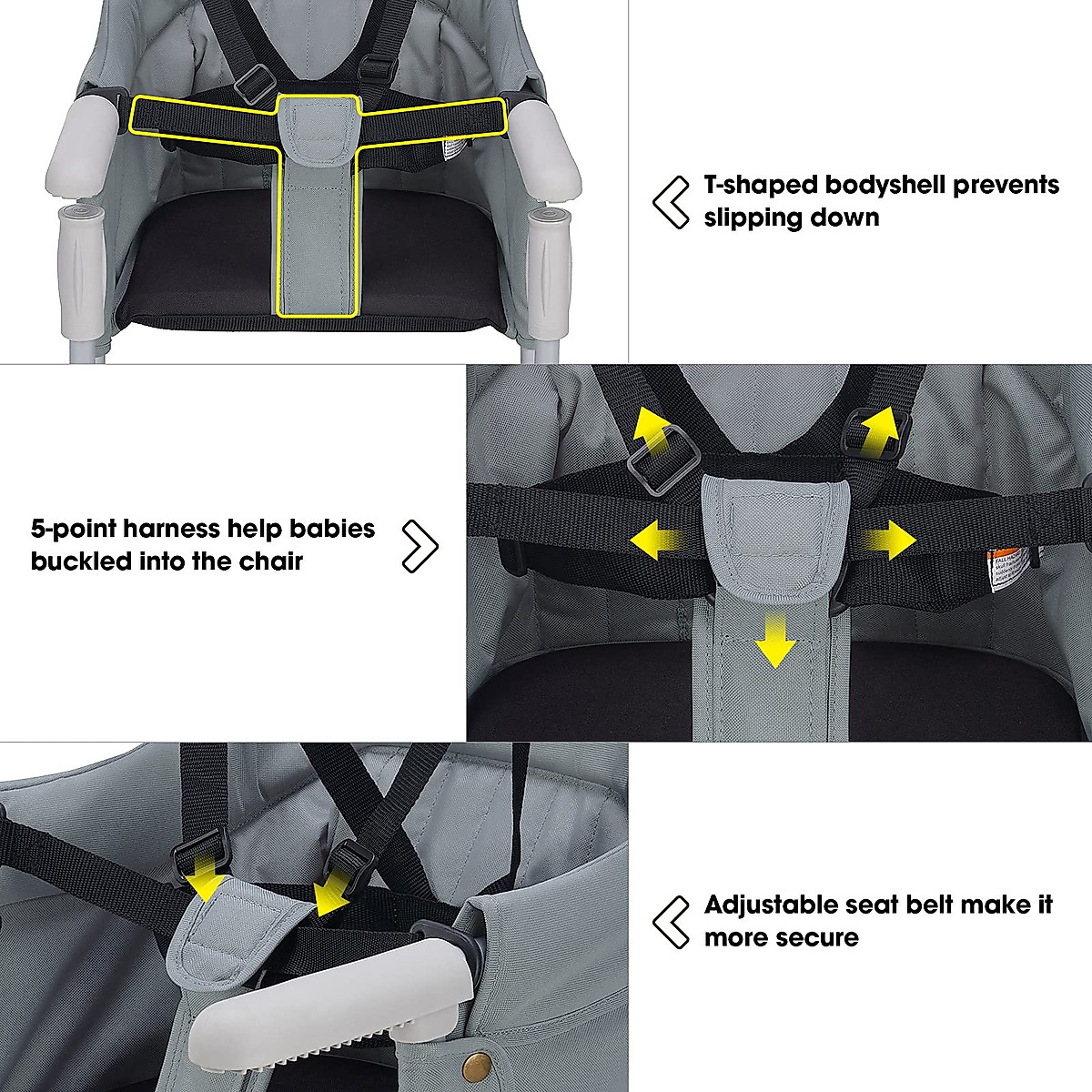 Hook On Chair, VEEYOO Clip On High Chair Folding Fast Table Chair with Storage Bag, Portable Baby Feeding Seat Attach to Table for Home and Travel