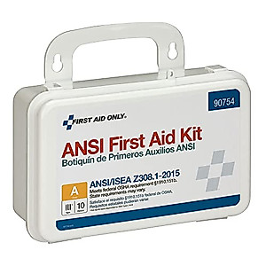 First Aid Only 90754 Bulk ANSI A 10-Person Emergency First Aid Kit for Home, Work, and Travel, 71 Pieces