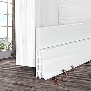Ohuhu Door Draft Stopper Seal Strip, Door Sweep Under Door Weather Stripping Noise Blocker Gap Filler Bottom, Draft Guard Dust Wind Block for Garage Exterior Interior Doors (118"L x 2"W, White)
