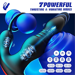 BEISAR Prostate Massager Anal Vibrator Thrusting Vibrating 7 Modes with Cock Ring Anal Plug Anal Sex Toys P Spot Massager Male Sex Toys for Men Anal Beads Women and Couples Waterproof Remote Control