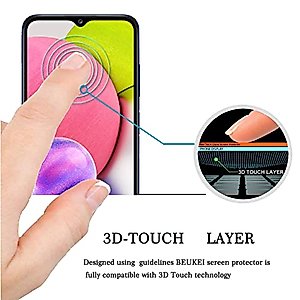 beukei (3 Pack) Compatible for Samsung Galaxy A03s Screen Protector Tempered Glass, Touch Sensitive,Case Friendly, 9H Hardness，for Galaxy A03 Core/Galaxy A03s Screen Protector