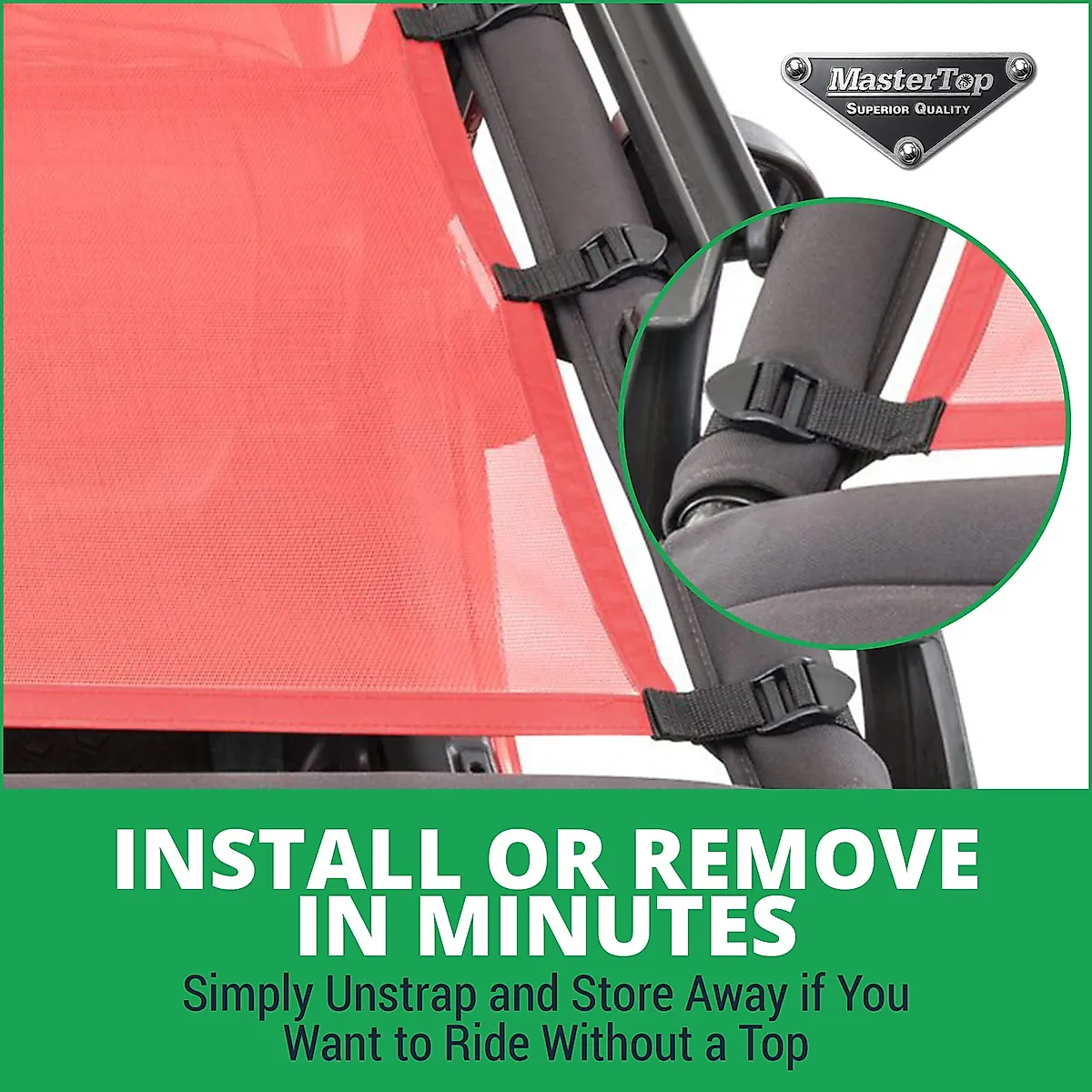 MasterTop Bikini Mesh Top Sunshade - Fits Jeep Wrangler TJ 1997-2006 - Jeep TJ Bikini Top Jeep TJ Sunshade Jeep TJ Mesh Top Jeep TJ Sun Shade Jeep TJ Top Bikini - (Red 97-06 Half Top)