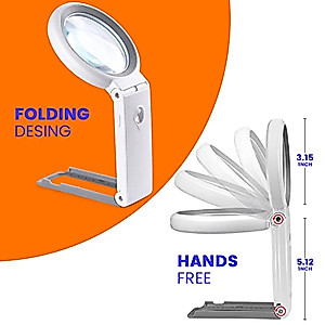 AIXPI 30X 10X Magnifying Glass with Light and Stand, Large Lighted Magnifying Glass 18 LED Illuminated Handheld Magnifier Folding for Reading, Close Work, Coins, Jewelry, Macular Degeneration