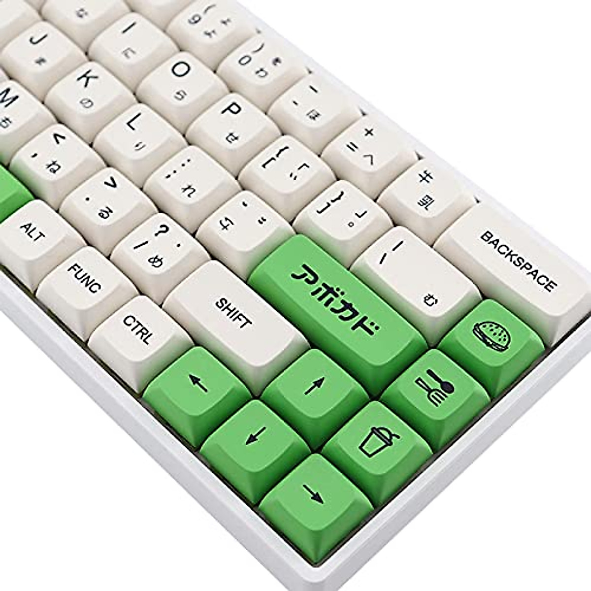 TsungUP Keycaps, 137 Keycaps PBT Keycaps Dye-Sublimation Japanese Keycaps XDA Profile For Mechanical Gaming Keyboard 61/64/68/74/84/87/96/980/104/108 (Avocado and Milk)