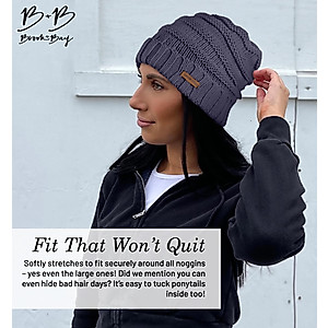 Brook + Bay Slouchy Beanie - Women's Winter Hats, Beanie Slouch Hats for Cold Weather, Oversized Beanie Knitted Hats for Women & Men Dark Gray