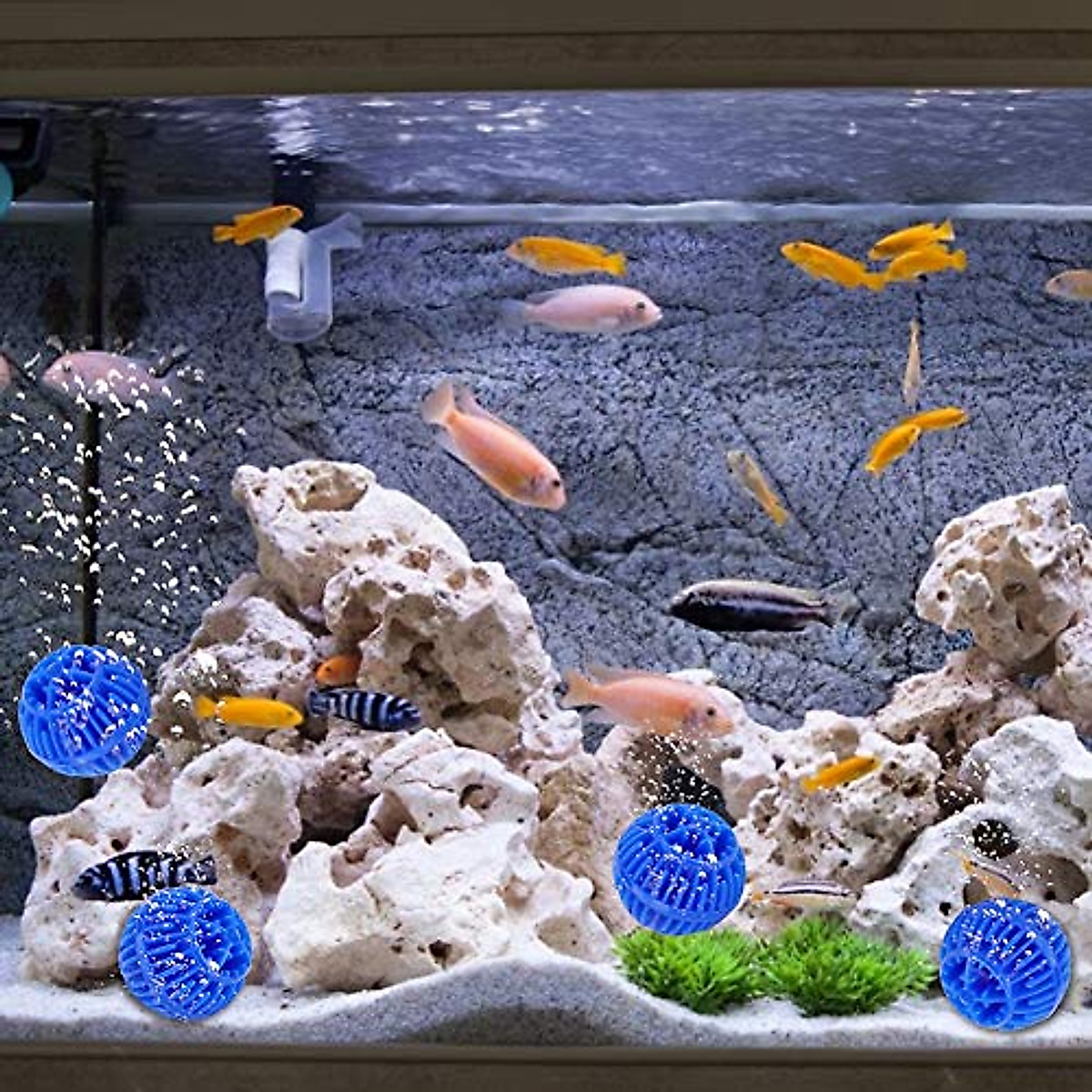 Tnfeeon Balls Filter Media, Aquarium Filter Ball 500ml Reusable Freshwater Seawater for Aquarium and Pond Filter Media