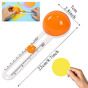 Circle Paper Cutter Rotary Circular Cutter for Cardstocks Craft Cutting Tools, Compass Paper Cutter Trimmer Scrapbooking (included 3 blades) (Orange)