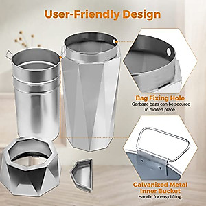 BEAMNOVA Bundle Metallic 15 x 31.5 in + Metallic Diamond-Shape 12 * 28 in Commercial Stainless Steel Trash Can Outdoor Indoor Garbage Enclosure with Lid Inside Barrel Heavy Duty Waste Container