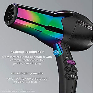 INFINITIPRO BY CONAIR Hair Dryer, 1875W Ion Choice Hair Dryer - Turn Ions ON for Smooth, Shiny Hair and OFF for More Fullness and Volume