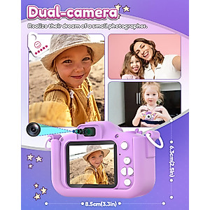 Seckton Kids Camera Toys for Girls Ages 3-8, Children Digital Video Camera with Protective Silicone Cover, Christmas Birthday Gifts for 3 4 5 6 7 8 Year Old Girls with 32GB SD Card