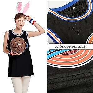 Mens Basketball Jersey Lola#10 Bugs#1 : Space Movie Jerseys 90s for Halloween Sports Hip Hop Party Clothing Set (as1, Alpha, l, Regular, Regular, #10 Black)