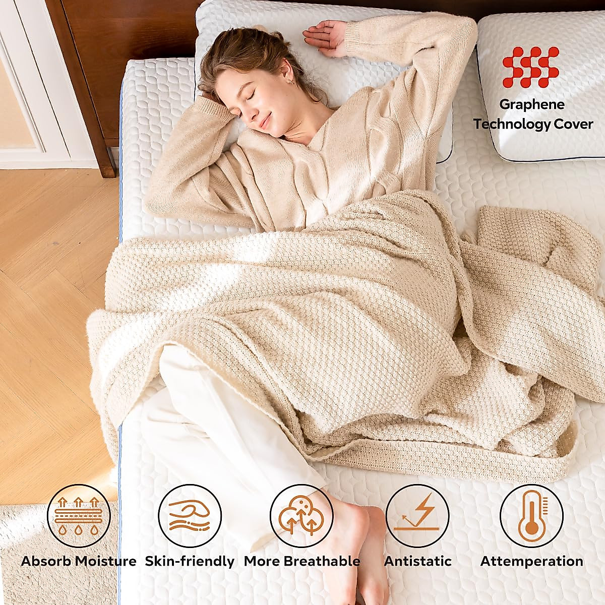 Gelsea Queen Mattress,10 Inch Memory Foam Mattress in a Box,Gel-Infusion for Cooler Sleep,Made in USA,Breathable Cover,Queen Size Bed,60" X 80" X 10"