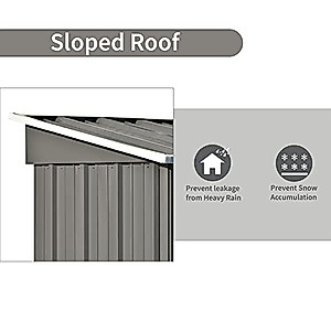 Knocbel 5 x 3ft Outdoor Garden Metal Lean-to Storage Shed with Single Lockable Door, Weather Resistant Tool Shed for Garbage Cans Lawnmower, Ideal for Backyard Patio Lawn (Gray)