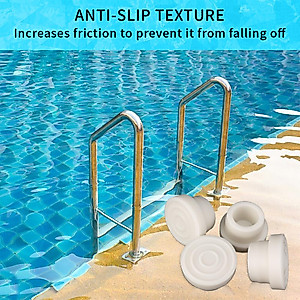 4 Pack Pool Ladder Bumpers for Inground Pool Steps Inside Plug Caps fit 1.9in Inner Diameter Ladder Tubing for Protect Swimming Pool Liner,White Rubber End Cap for Swimming Pool Ladder