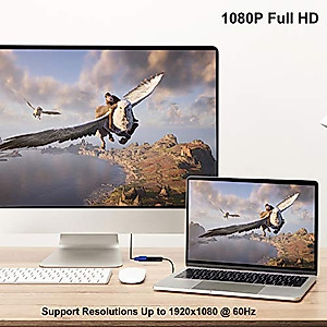 HDMI to VGA Adapter, Gold-Plated HDMI Converter (Male to Female) Compatible for Computer, Desktop, Laptop, PC, Monitor, Projector, HDTV, Chromebook, Raspberry Pi, Roku, Xbox and More