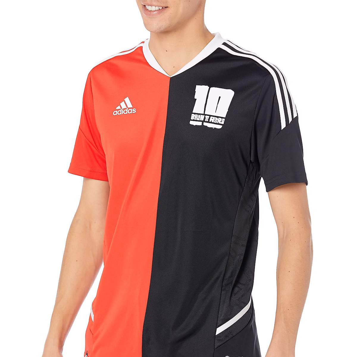 adidas Men's Messi Jersey, Black/Vivid Red, Large