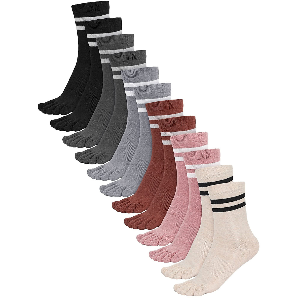 Zhanmai 6 Pairs Women Toe Socks Cotton Five Toe Socks for Running Toe Separator Socks Breathable Athletic Sock for Women Men (Multicolor)