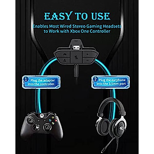 AOJAKI Headset Adapter for Xbox Controller, Mic Adapter for Xbox One/One S/X/Elite 1/ Elite2/ Series S/X Controller, Headphone Adapter for Xbox One Controller