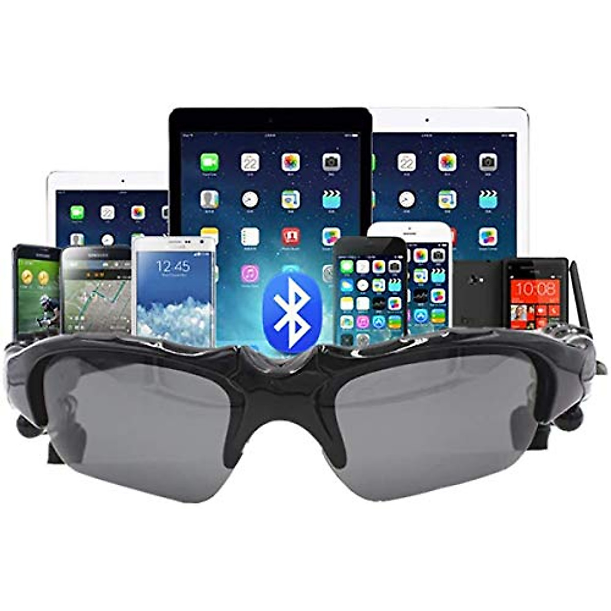 Wireless Bluetooth MP3 Sunglasses Polarized Lenses Music Sunglasses V4.1 Stereo Handfree Headphone for iPhone Samsung Most Smartphone or PC (Black-Gray)