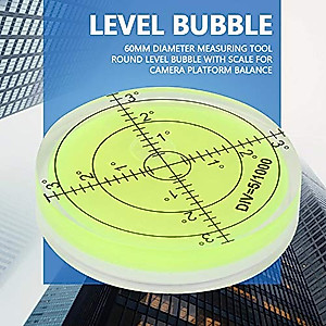 Level Bubble, 60mm Diameter High Precision Bullseye Bubble Spirit Level Horizontal Bubble Cardan Level with Scale for Tripod, Phonograph, Turntable