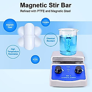 Slendor Magnetic Stirrer Hot Plate Mixer 1000ml Stirring Capacity 5 x 5 inch Max 520°F Hotplate and 100-2000 RPM Stirrer, Stirring Bar & Support Stand Included