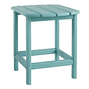 Signature Design by Ashley Sundown Treasure Outdoor Patio HDPE Weather Resistant End Table, Blue