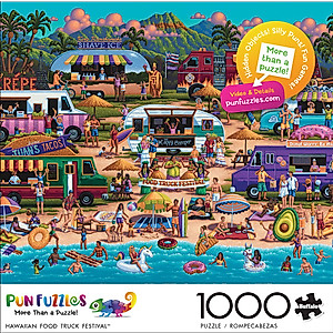 Buffalo Games - Pun Fuzzles - Hawaiian Food Truck Festival - 1000 Piece Jigsaw Puzzle