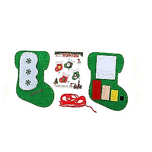 Veemoon Felt Christmas Ornament Kits 6 Pcs Xmas Party Favor Wall Hanging DIY Felt Non-Woven Fabric Hanging Bag Materials Christmas Stocking Making Kit Handmade DIY Materials Kit Suite