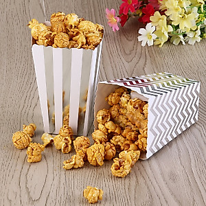 NUOLUX Popcorn Boxes Cardboard Candy Container 50pcs Silver Color