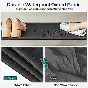 SONGMICS Shoe Rack Storage Organizer 5 Tier, Metal Shoe Rack Storage Shelf for Closet Entryway, Sturdy Large Shoe Stand for 20-25 Pairs with 4 Hooks, Adjustable Feet, 5 Fabric Shelves, Not Wooden Top