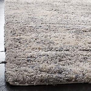 SAFAVIEH Berber Shag Collection 6' x 9' Grey / Cream BER219G Modern Abstract Non-Shedding Living Room Bedroom Dining Room Entryway Plush 1.2-inch Thick Area Rug