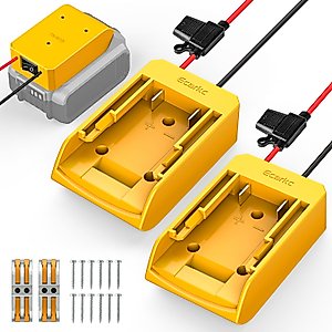 Ecarke Power Wheels Adapter for Dewalt 18V/20V DCB201 DCB205 ect Lithium Battery with Fuse & Wire terminals Power Convertor Dock Power Connector for Rc Toy Car,12 Gauge Robotics,Rc Truck,DIY(Upgrade)