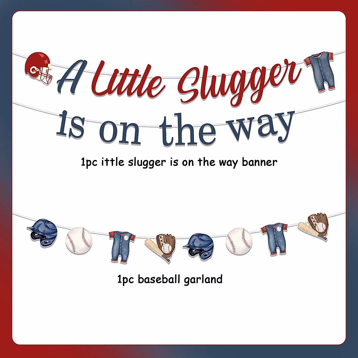 Balterever Baseball Baby Shower Decorations Banner Little Slugger Is On The Way Banner Baseball Theme Garland Baseball Theme Party Supply Hanging Wall Banner Decor for Baby Shower Baby Boy Sport Fan