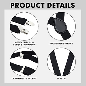 Seematn 12Pcs Halloween Suspenders for Men Adjustable Suspender Elastic Y Back Style Suspenders Belts for Men Boy Costume Accessories (Black)
